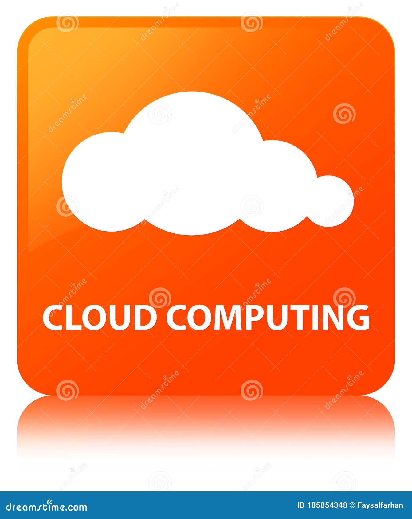 Cloud Computing Orange Square Button Stock Illustration - Illustration ...
