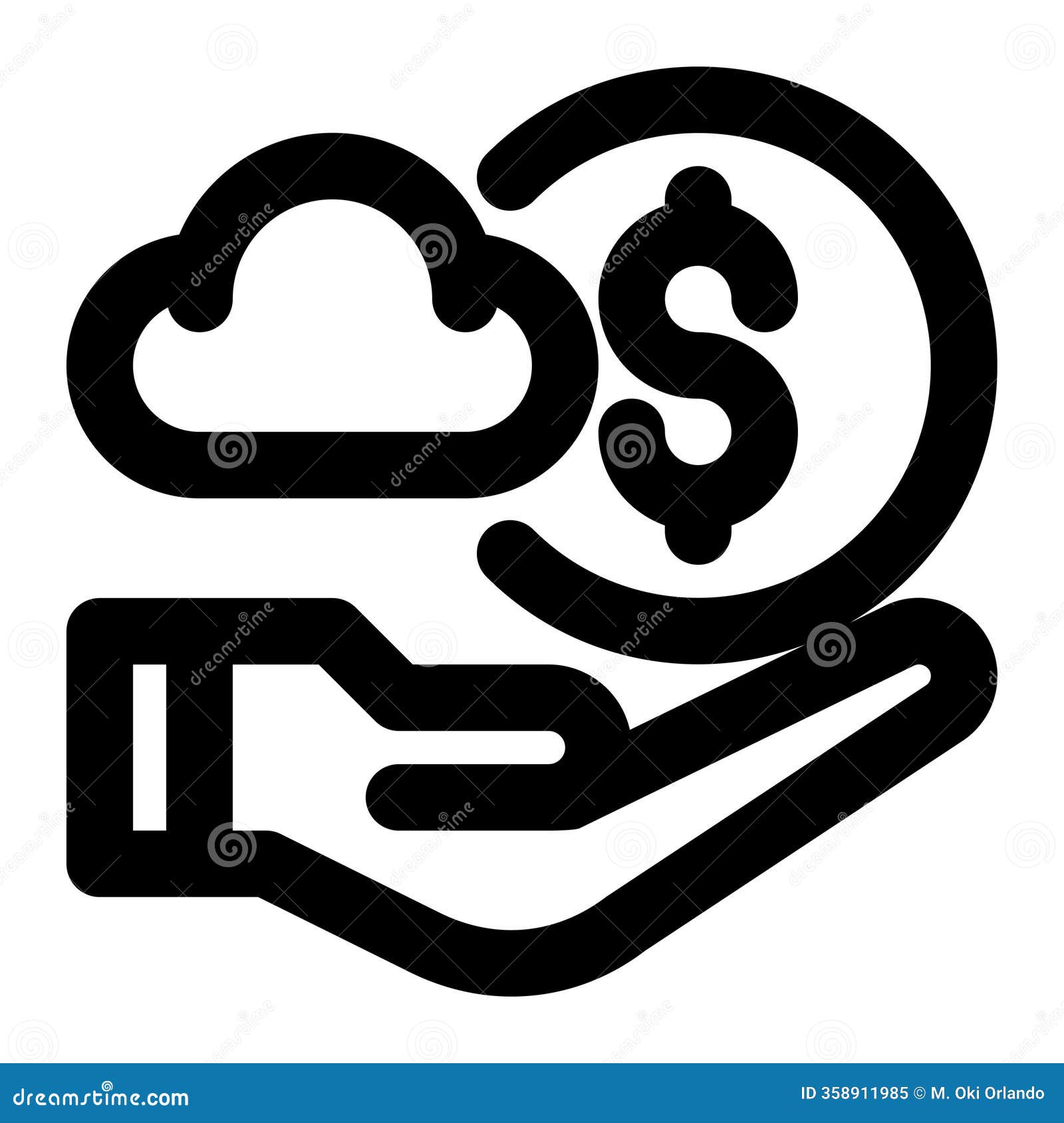 Cloud Payroll, Cloud Payment, Cloud Cost Outline Icon Stock ...