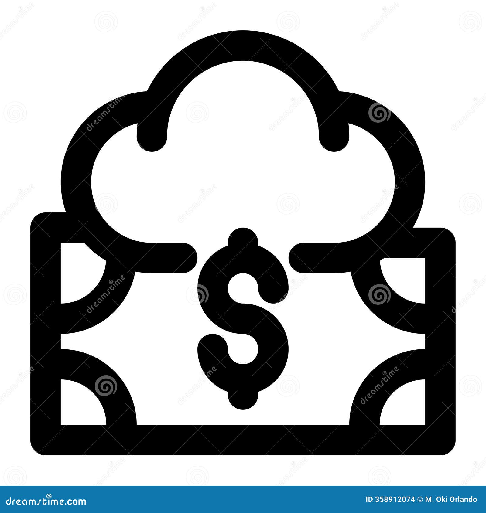 Cloud Banking, Cloud Finance, Cloud Payroll Outline Icon Stock ...