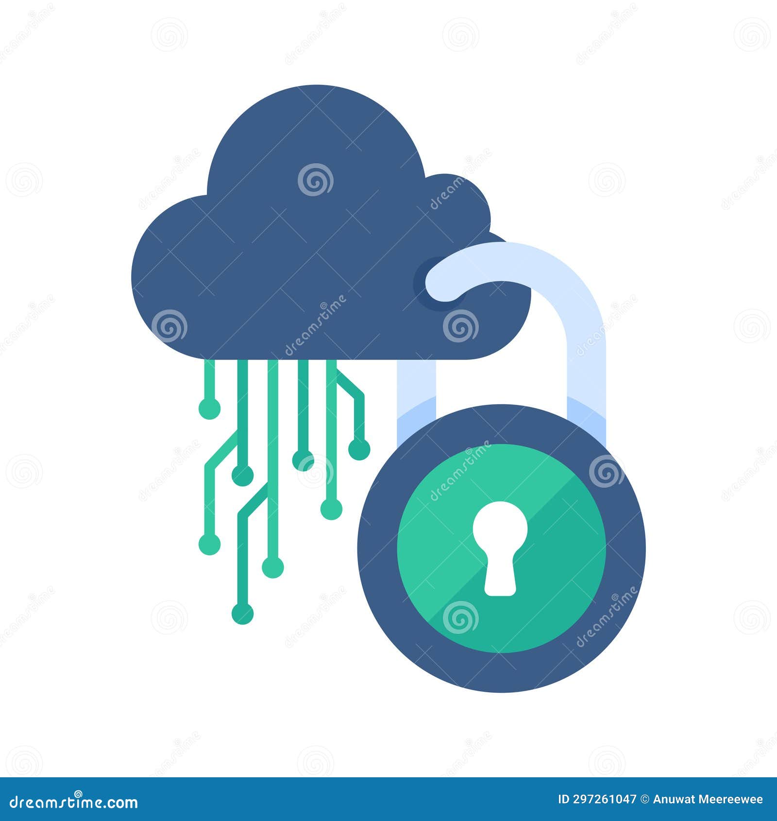 Cloud Computing. the Padlock that Locks the Clouds Stock Vector - Illustration of folder, copy ...