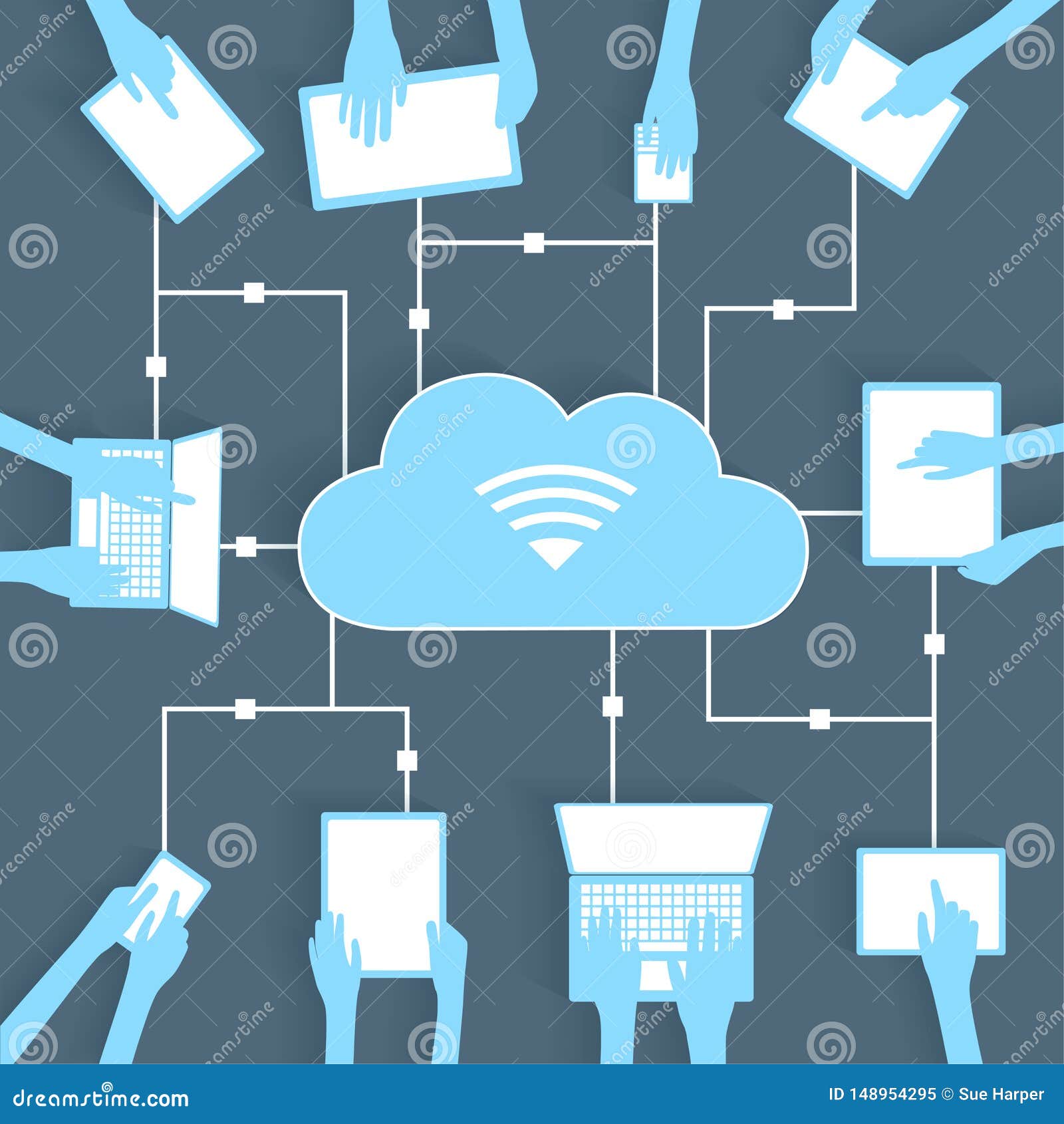 Cloud Computing Paper Cutout BYOD Devices Network Stock Vector ...