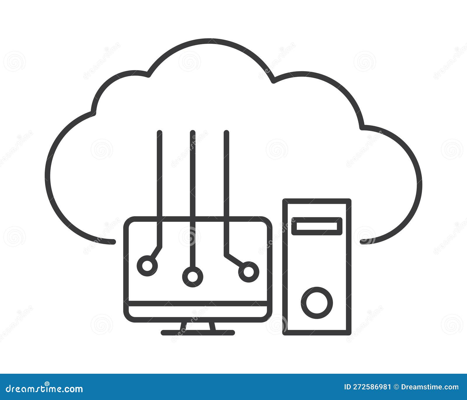 Cloud computing with pc stock vector. Illustration of pictogram - 272586981