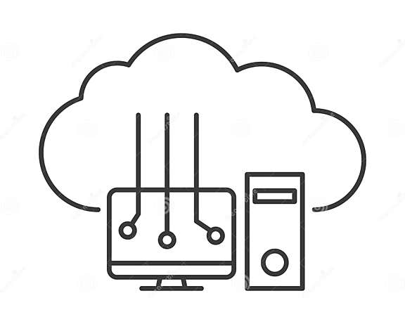 Cloud computing with pc stock vector. Illustration of pictogram - 272586981