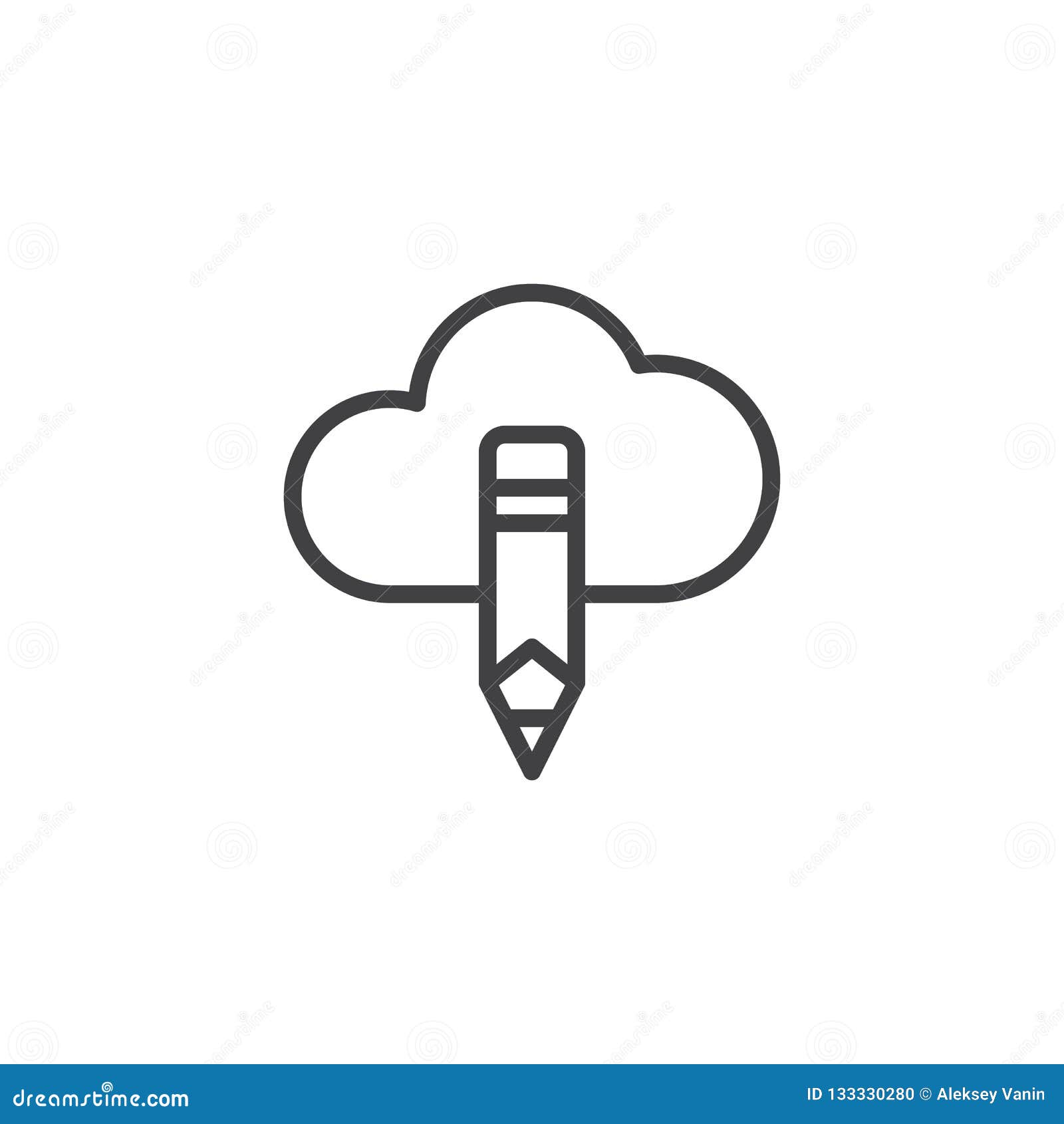 Cloud Computing and Pen Tool Outline Icon Stock Vector - Illustration ...