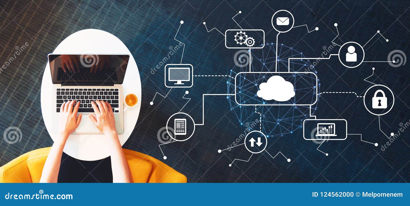 Cloud Computing with Person Using a Laptop Stock Photo - Image of ...