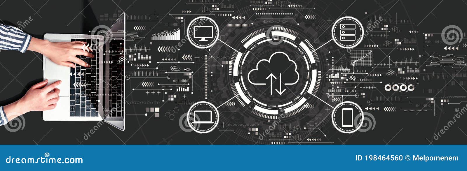 Cloud Computing with Person Using a Laptop Stock Photo - Image of ...