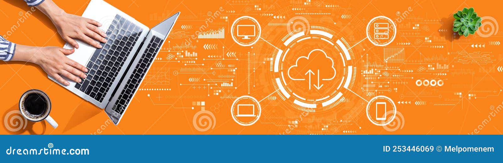 Cloud Computing with Person Using a Laptop Editorial Stock Image ...