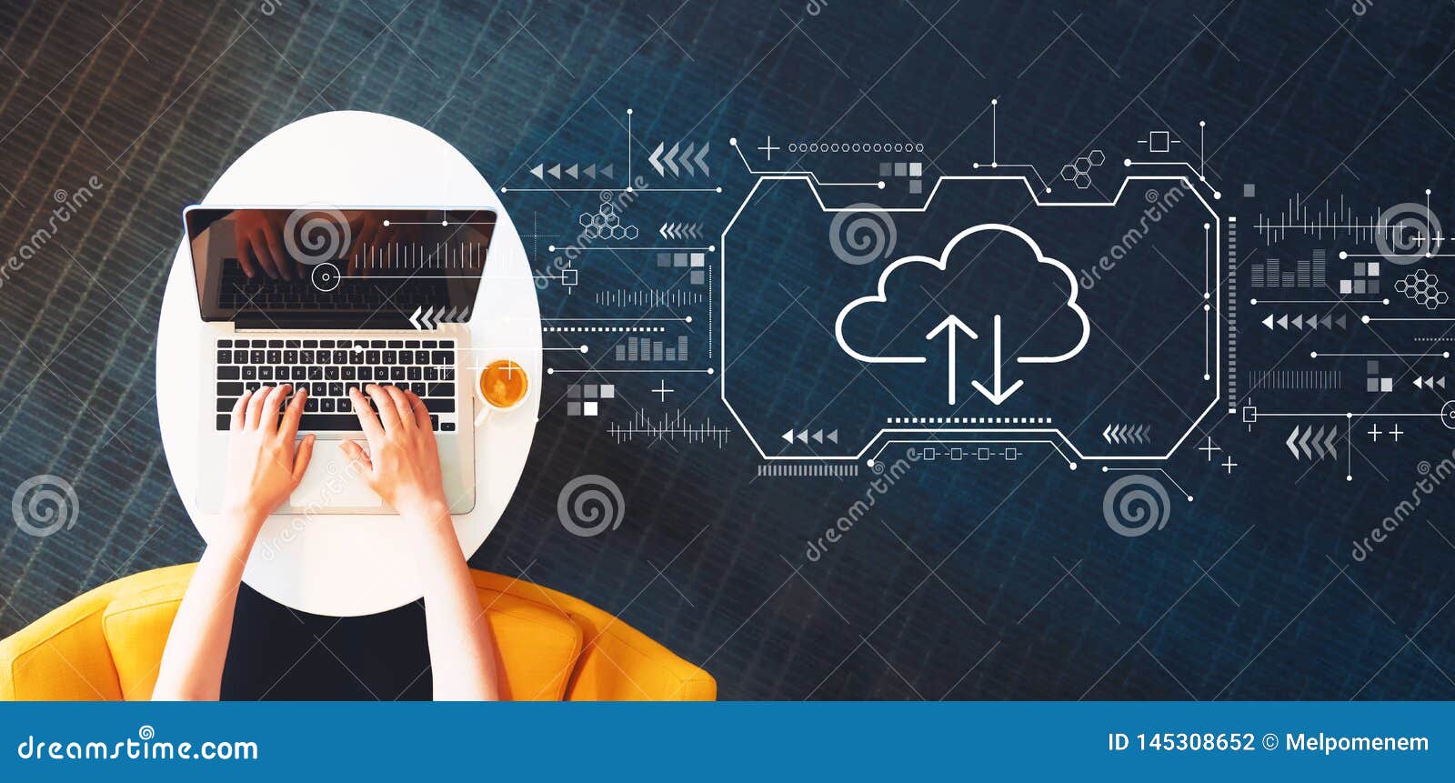 Cloud Computing with Person Using a Laptop Stock Photo - Image of room ...