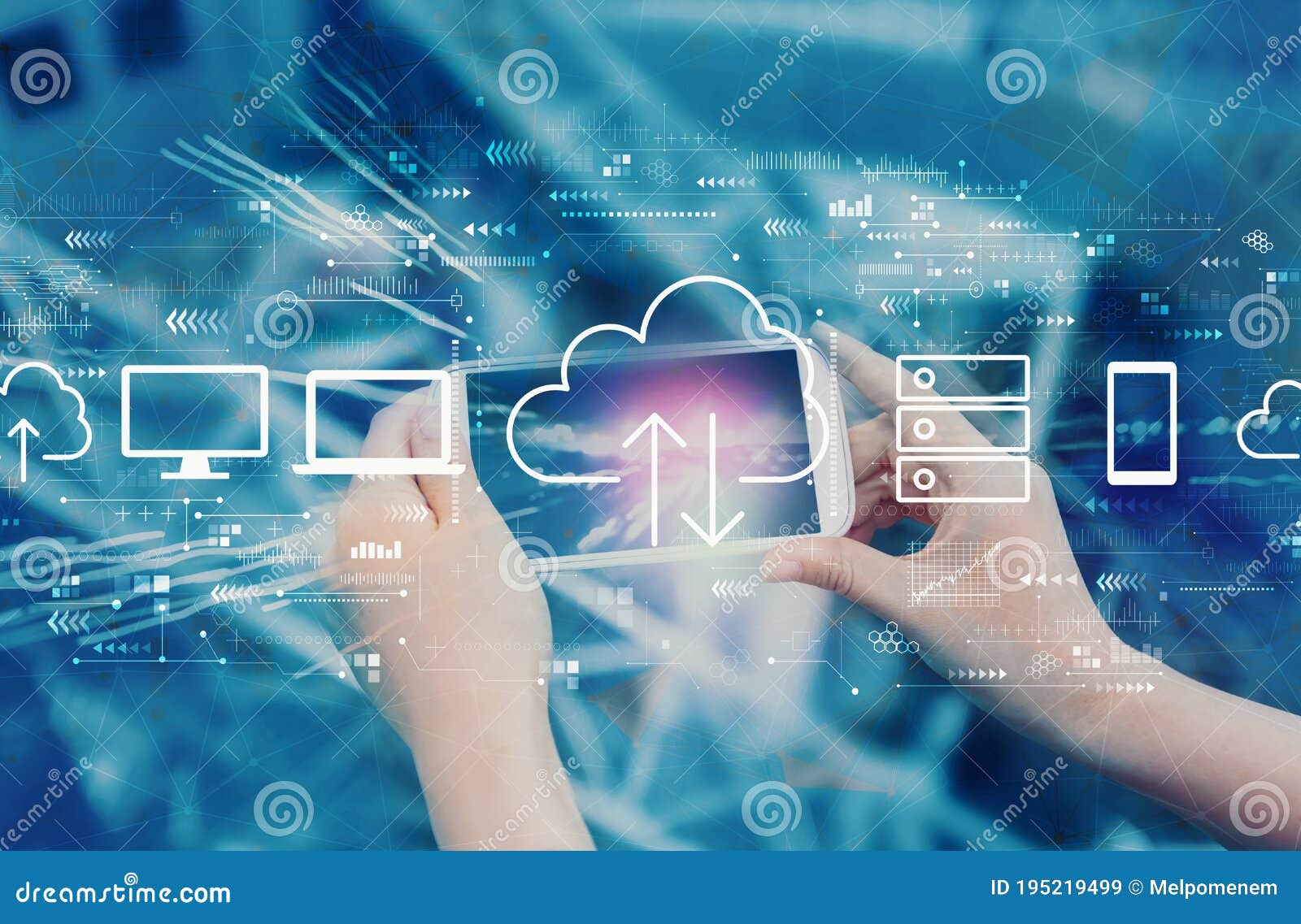 Cloud Computing with Person Using Smartphone Stock Image - Image of ...