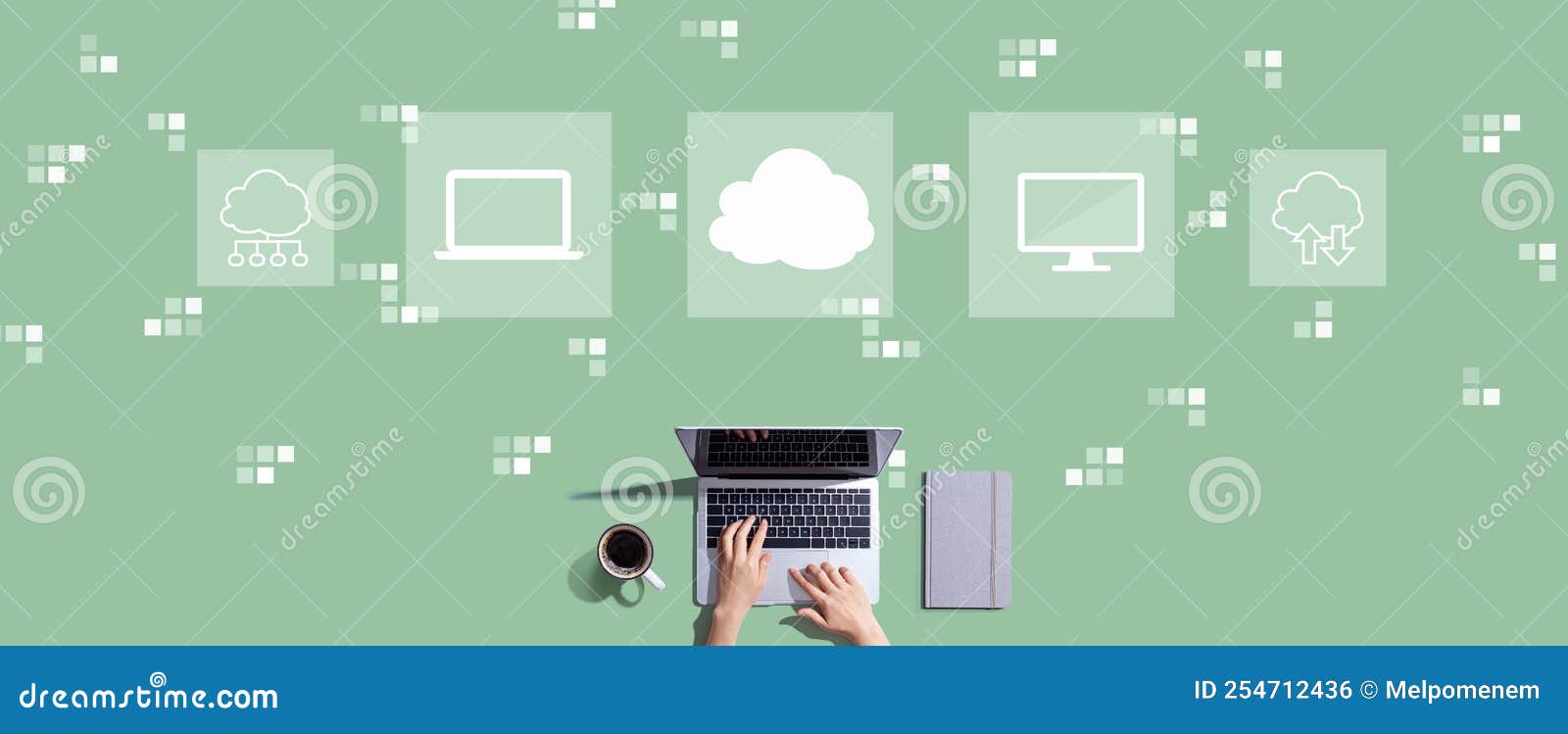 Cloud Computing with Person Working with Laptop Stock Photo - Image of ...