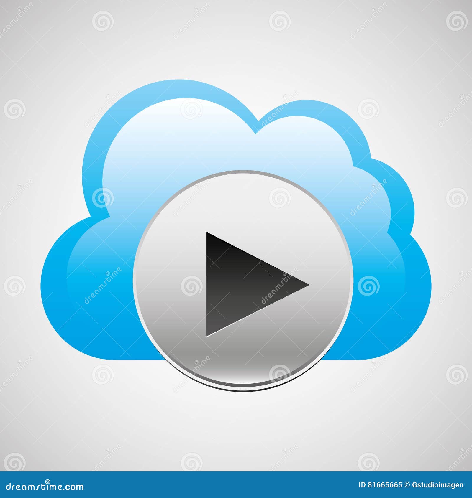 Cloud Computing Play Button Multimedia Stock Vector - Illustration of ...
