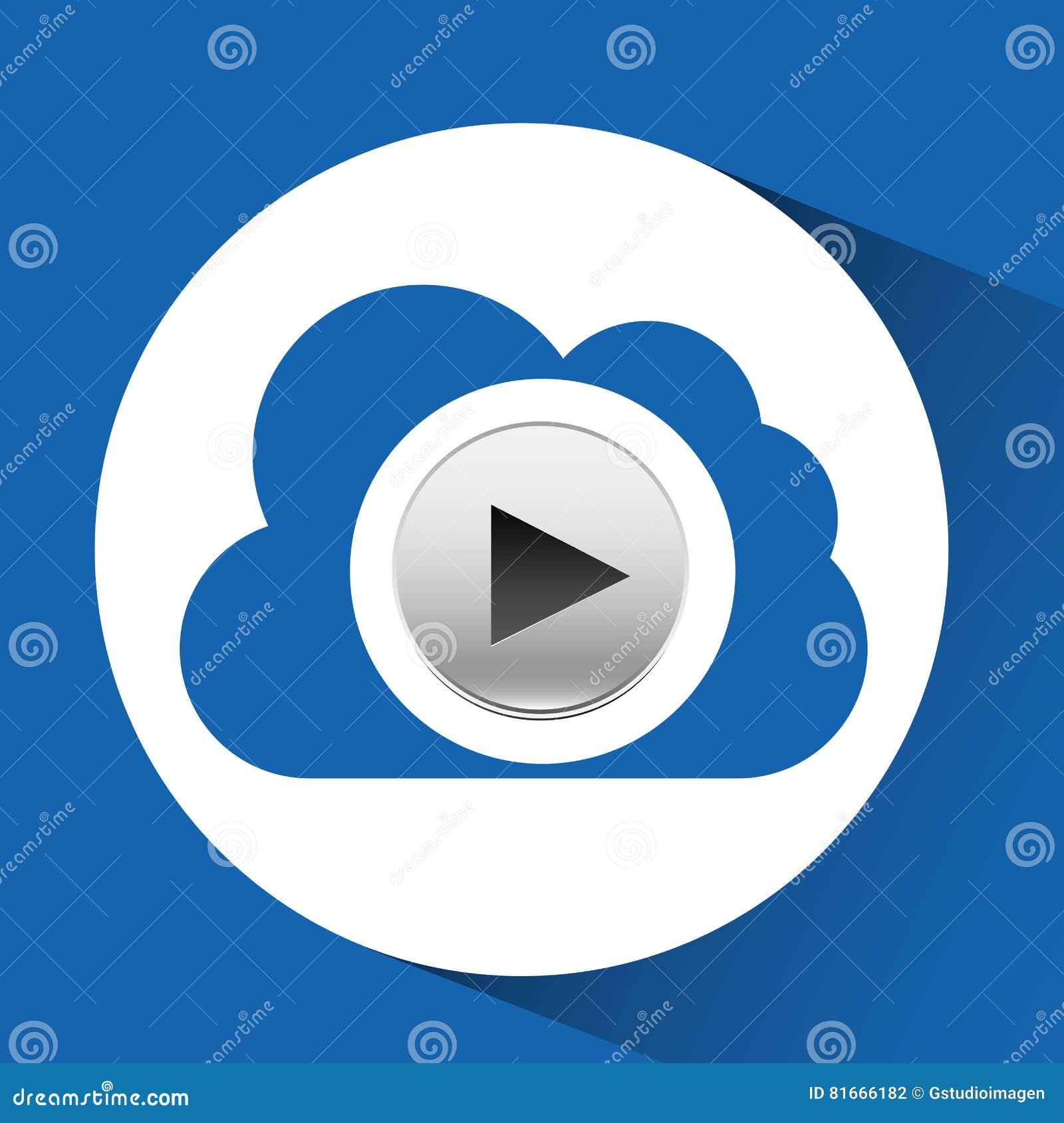 Cloud Computing Play Button Multimedia Stock Vector - Illustration of ...