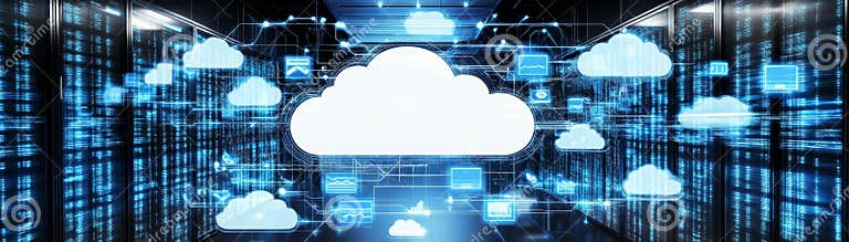 Cloud Computing Powerhouse, Server Room with Advanced Data Storage and ...