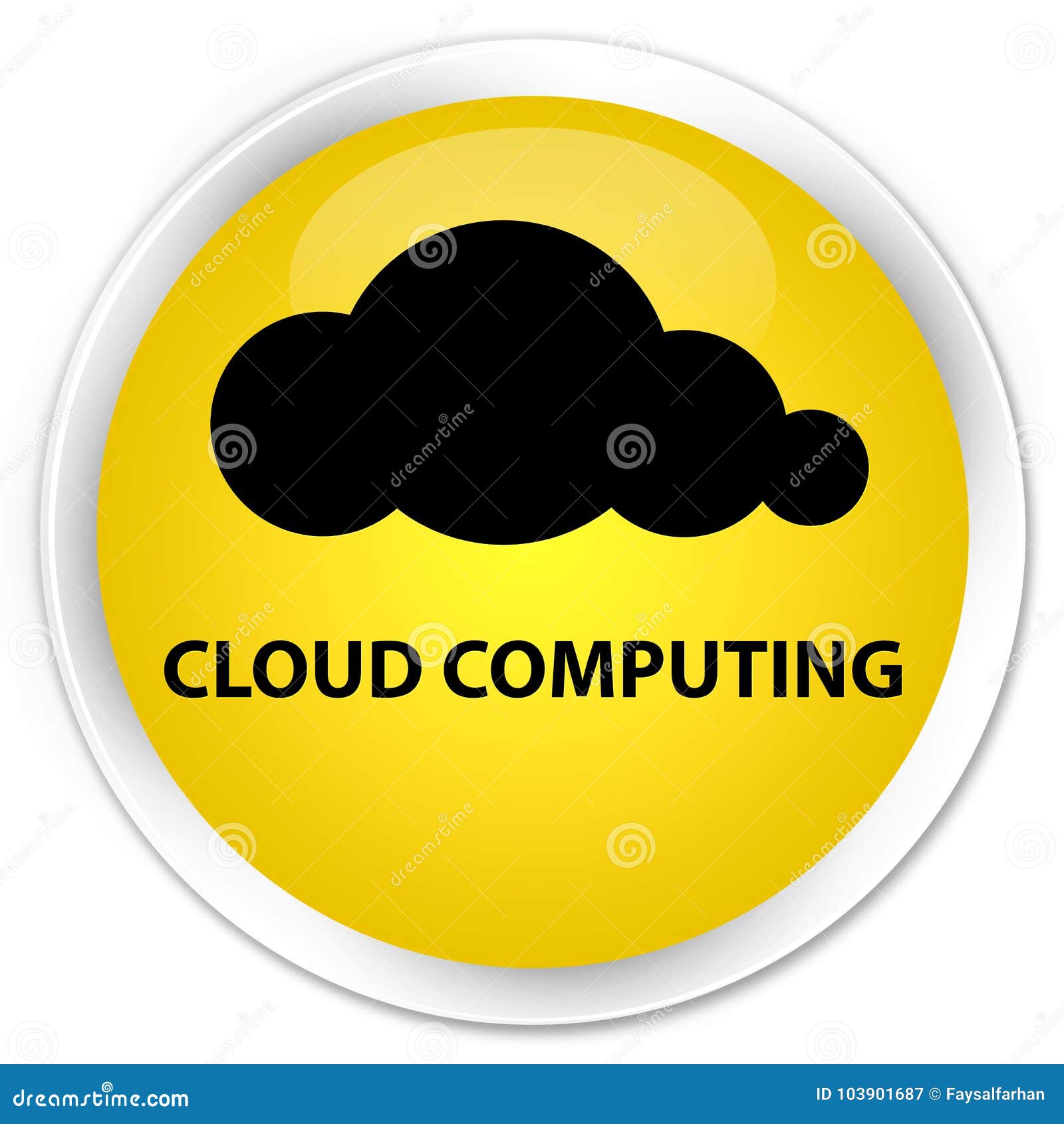 Cloud Computing Premium Yellow Round Button Stock Illustration ...