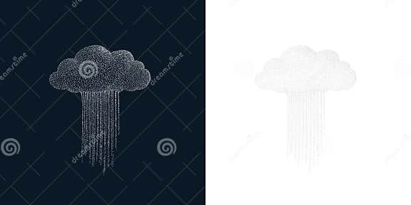Cloud Computing Raining Data Stream on Transparent Background Stock ...