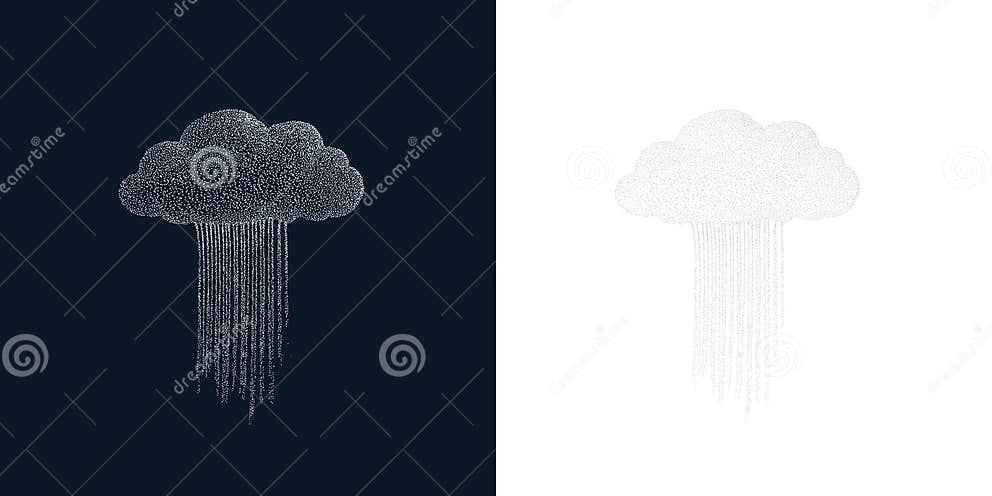 Cloud Computing Raining Data Stream on Transparent Background Stock ...