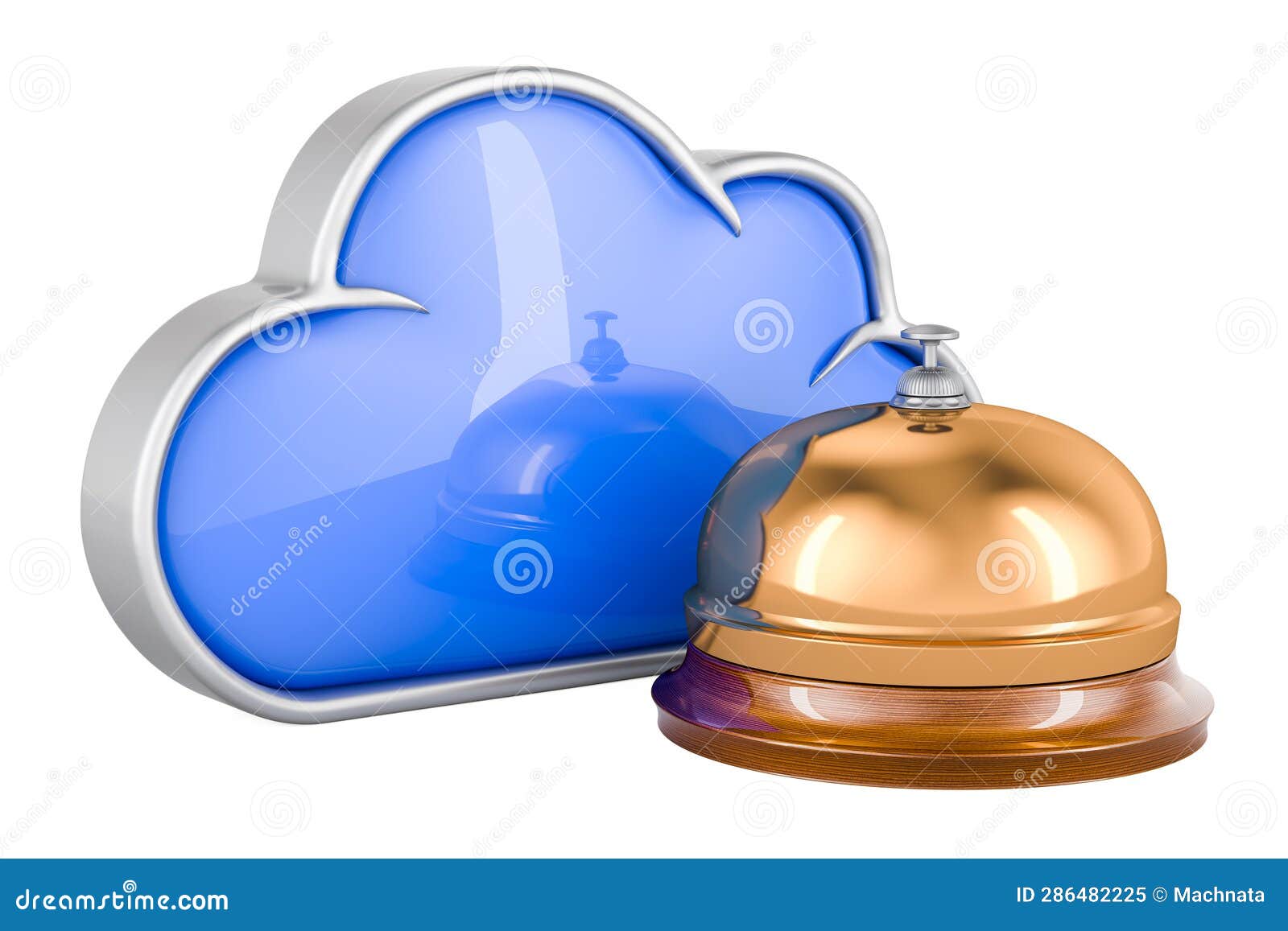 Cloud Computing with Reception Bell, 3D Rendering Stock Illustration ...