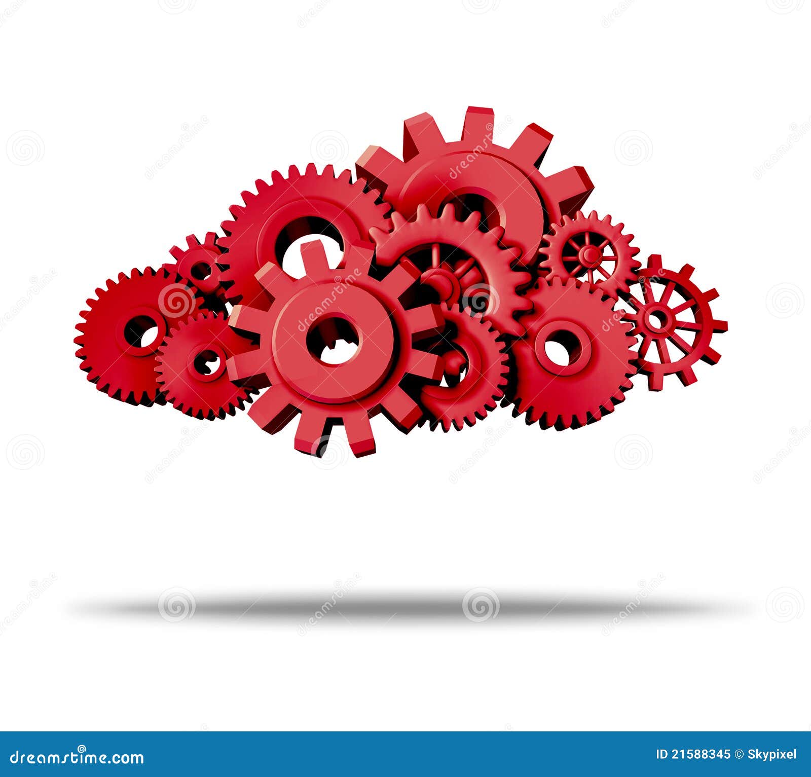 Cloud Computing with Red Gears and Cogs Stock Illustration ...
