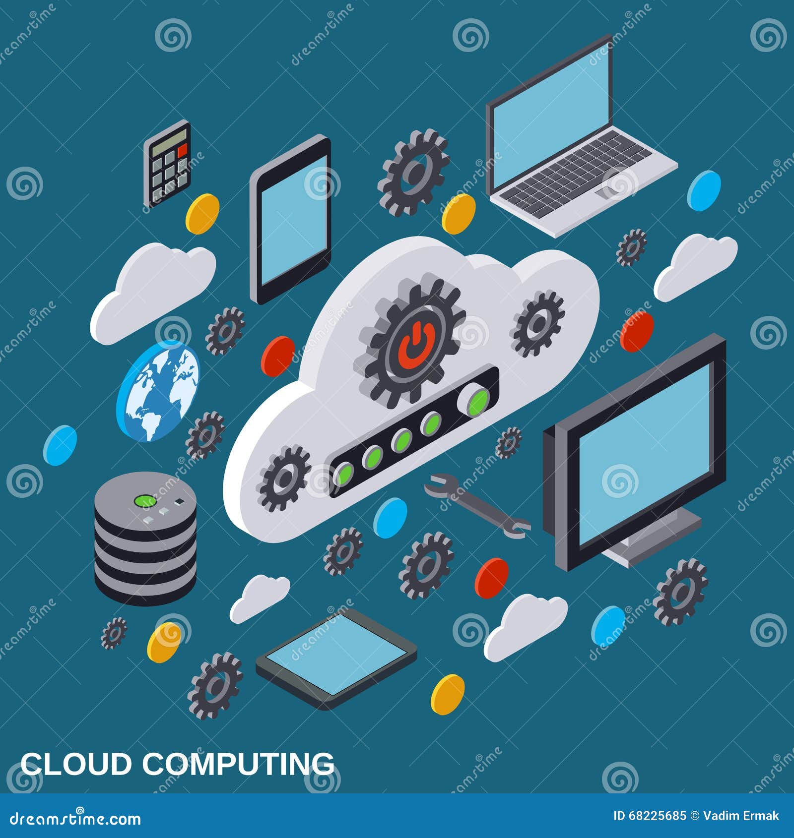 Cloud Computing, Remote Control, Cloud Data Storage Vector Concept ...