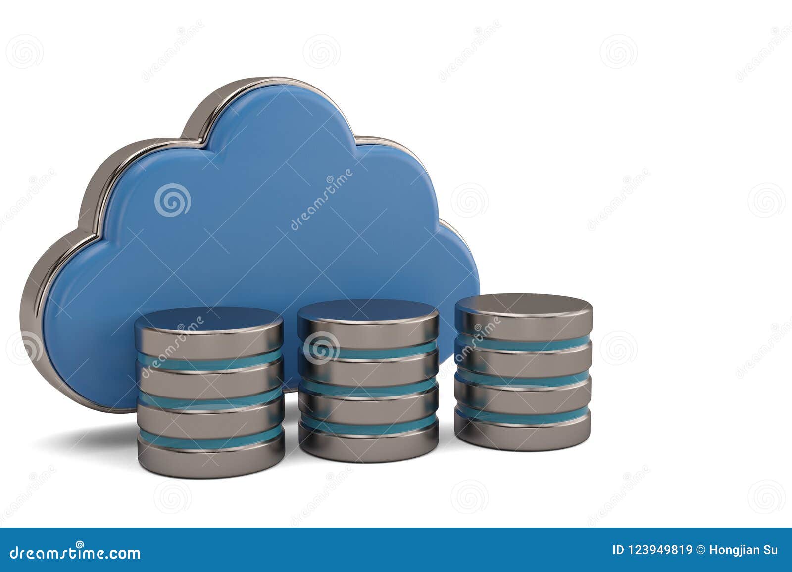 Cloud Computing and Remote Data Storage Concept Blue Glossy Cloud and ...