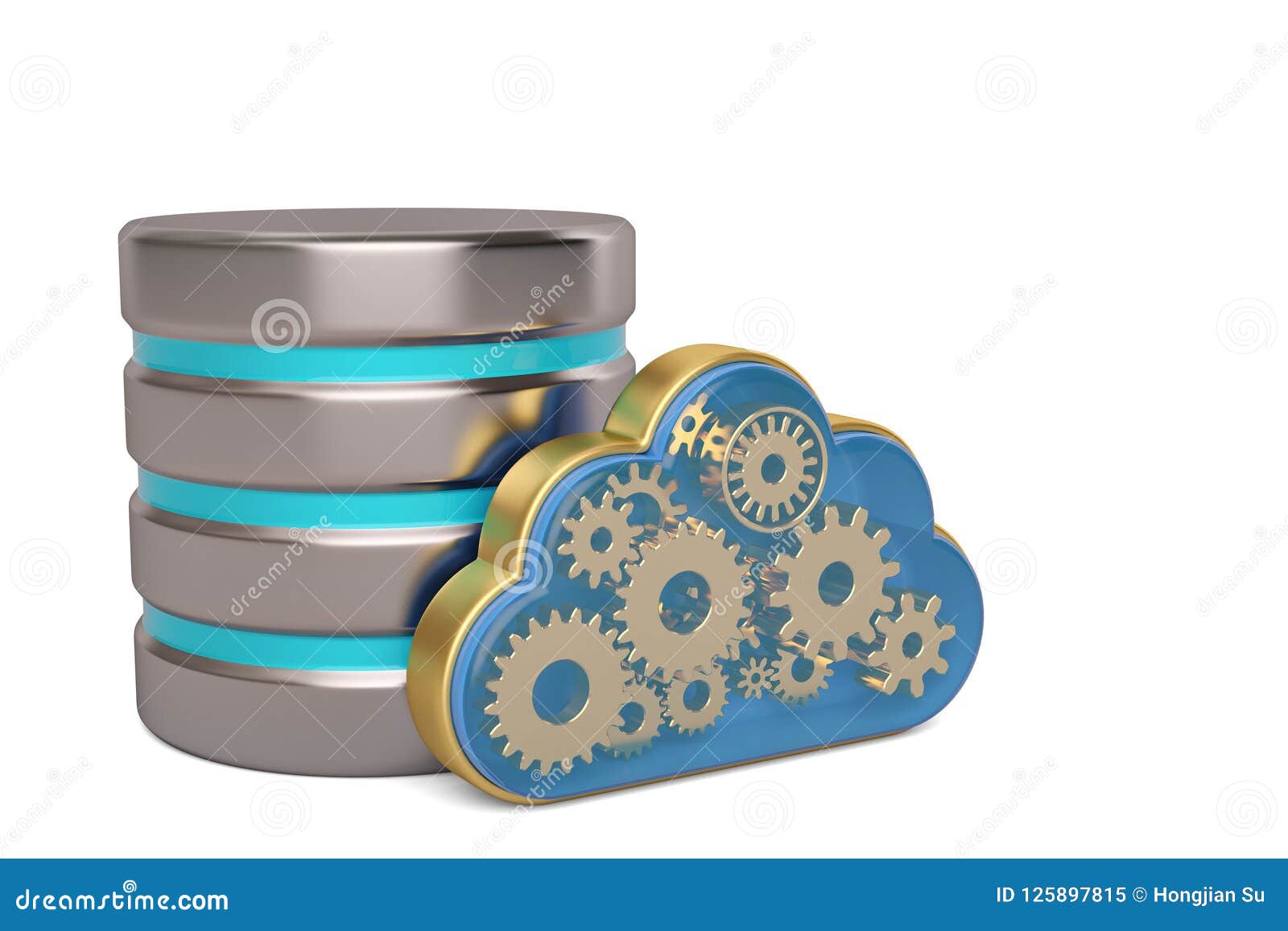Cloud Computing and Remote Data Storage Concept Gold Cloud and H Stock ...