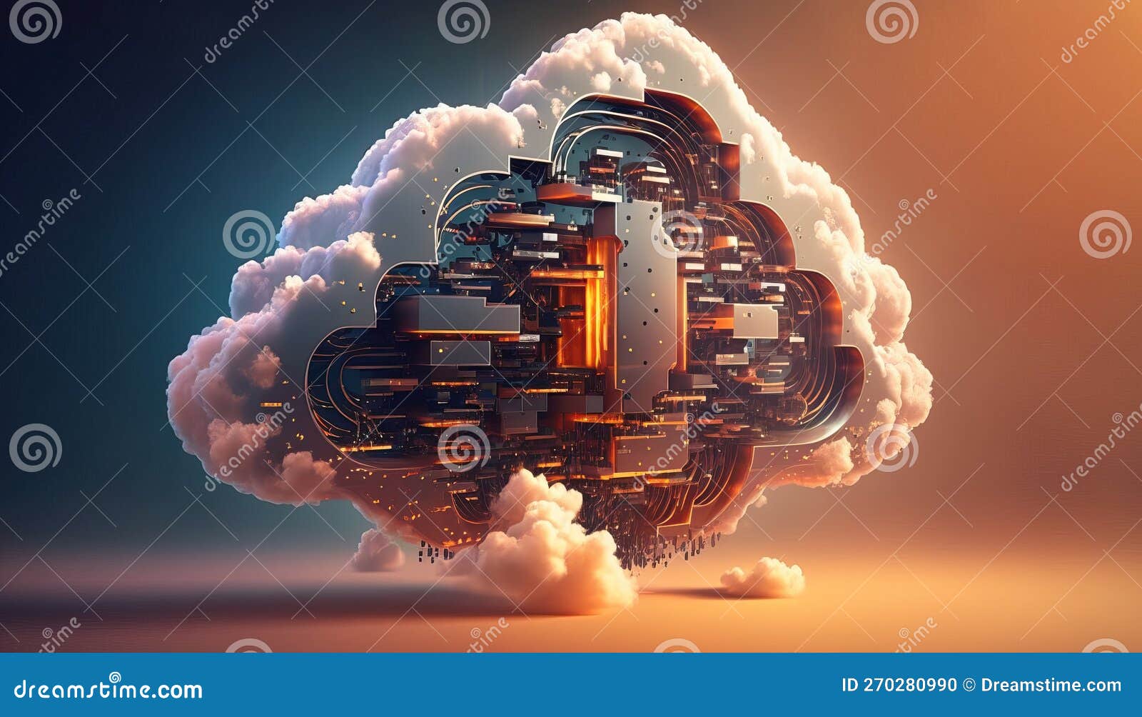 Cloud Computing Revolution a Futuristic Illustration of AI Technology. Generative AI Stock ...