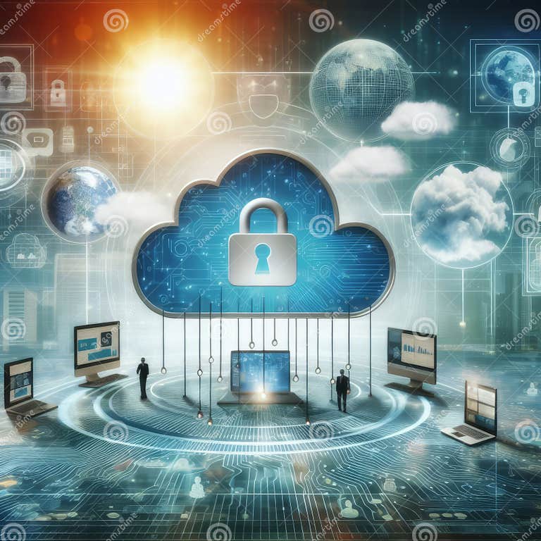 Cloud Computing Technology Concept. 3d Rendering Toned Image Double Exposure Stock Illustration ...