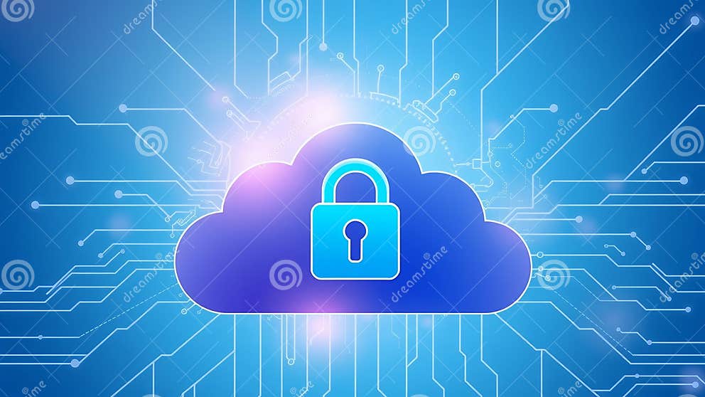 Cloud Computing Security Concept with a Padlock Icon Stock Illustration - Illustration of ...