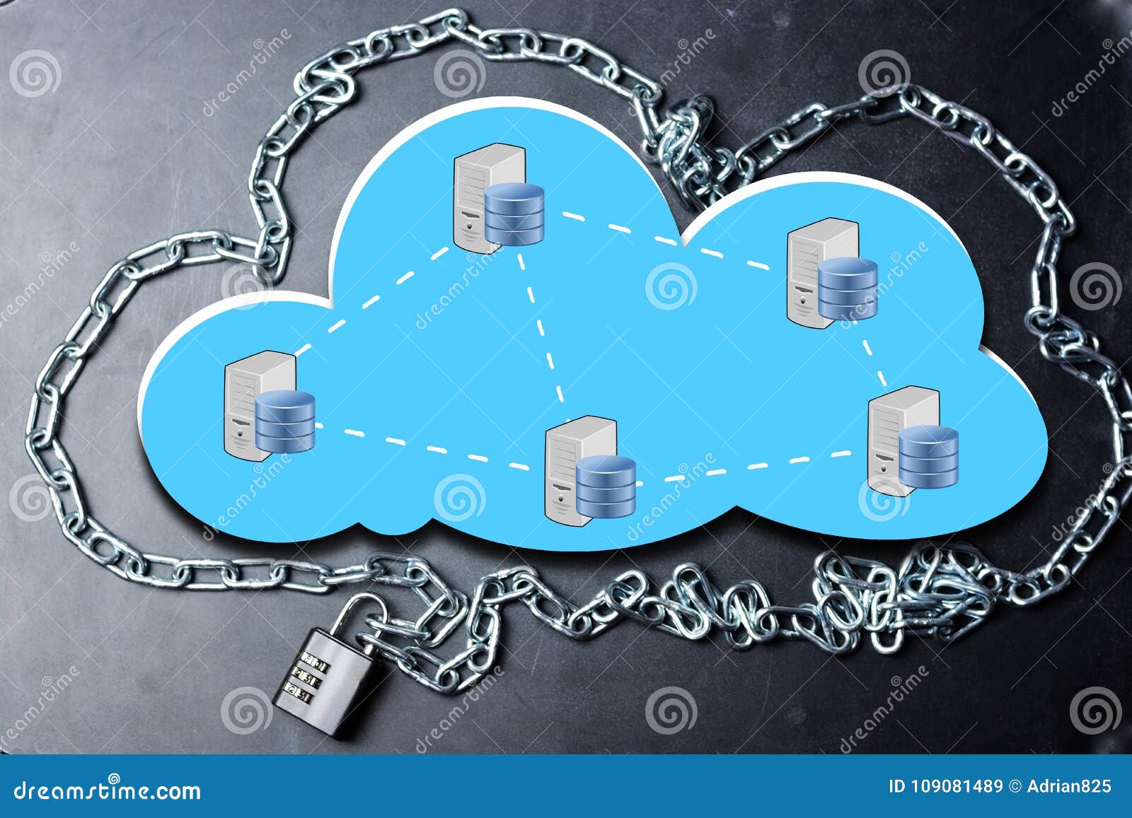 Cloud Computing Security Database Network Concept With Chain And