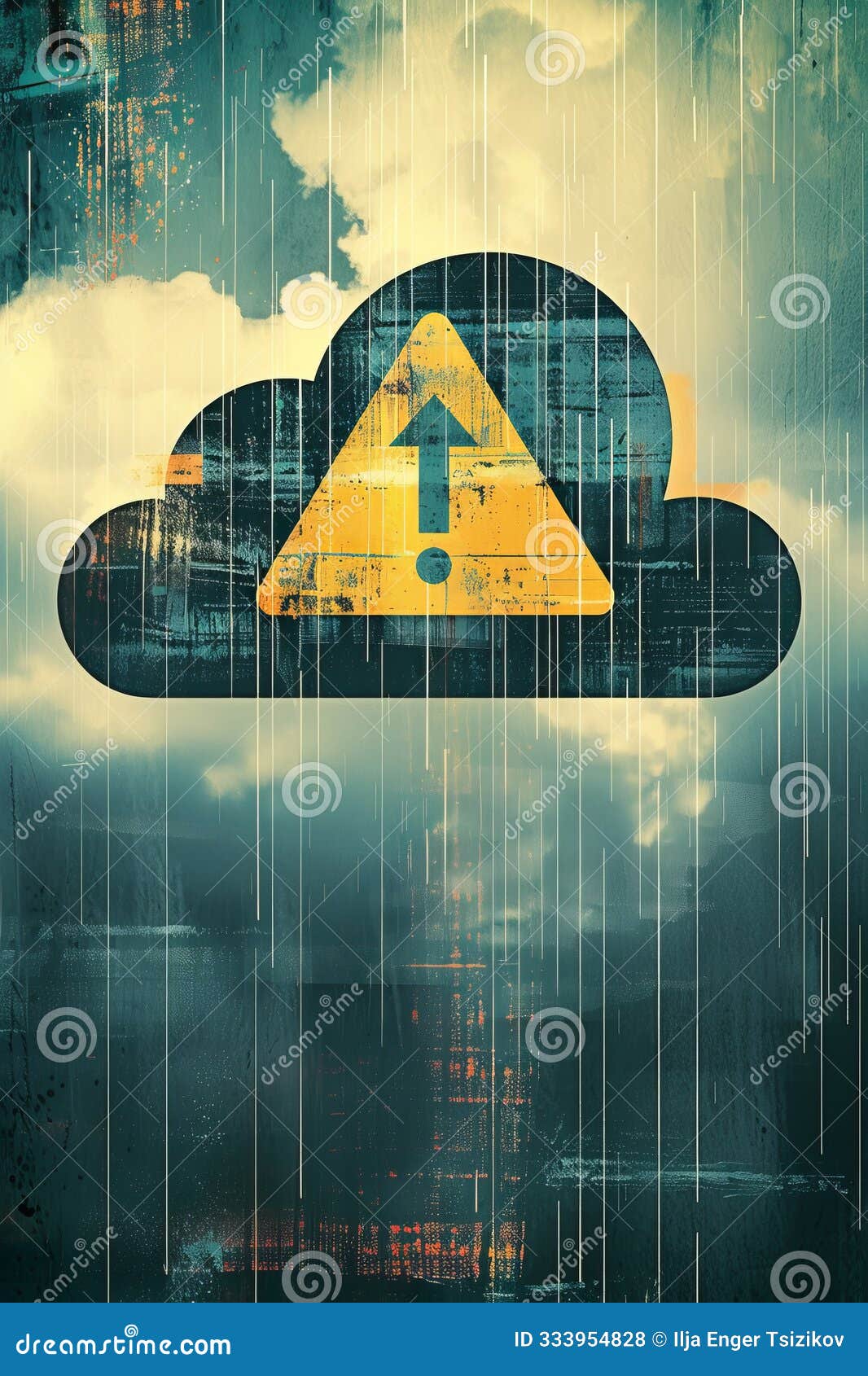Cloud Computing Security Issue, a Warning Sign Inside a Cloud with Rain ...