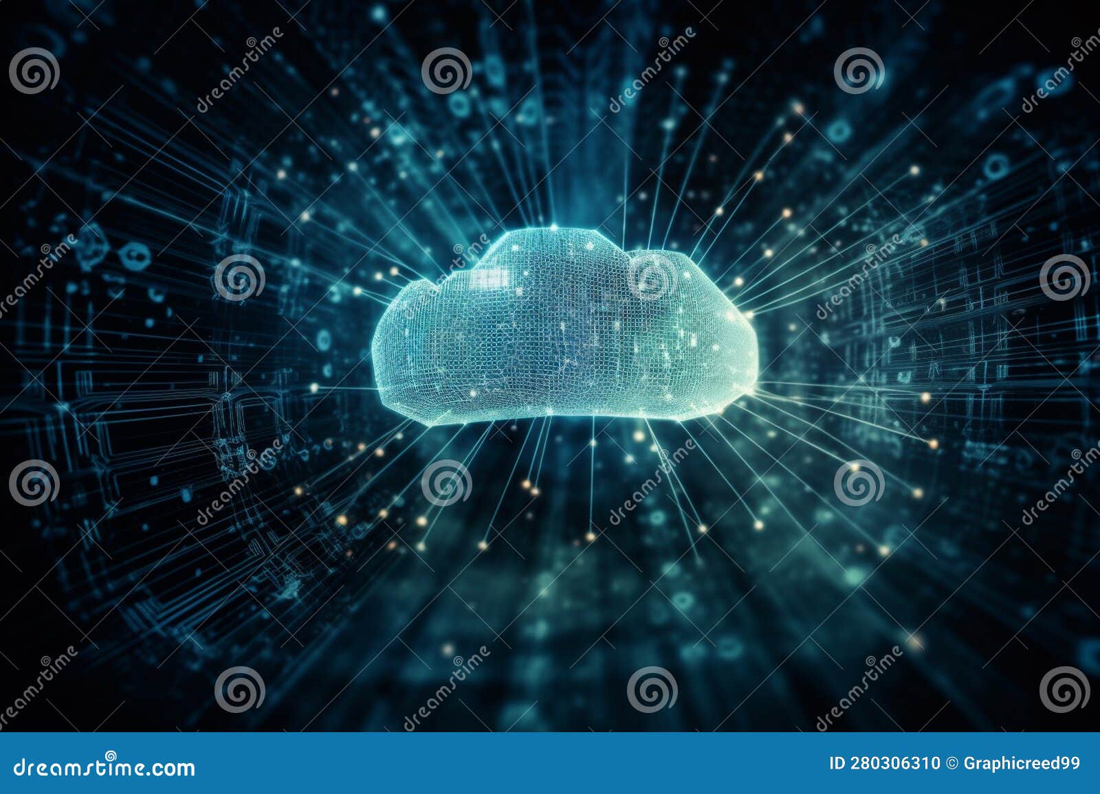 Ai Generative Cloud Computing Security Concept As a Technology Background Stock Illustration ...