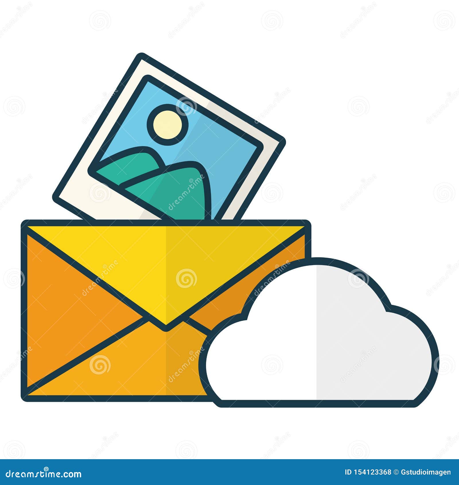 Cloud Computing Send Email Picture Stock Illustration - Illustration of ...