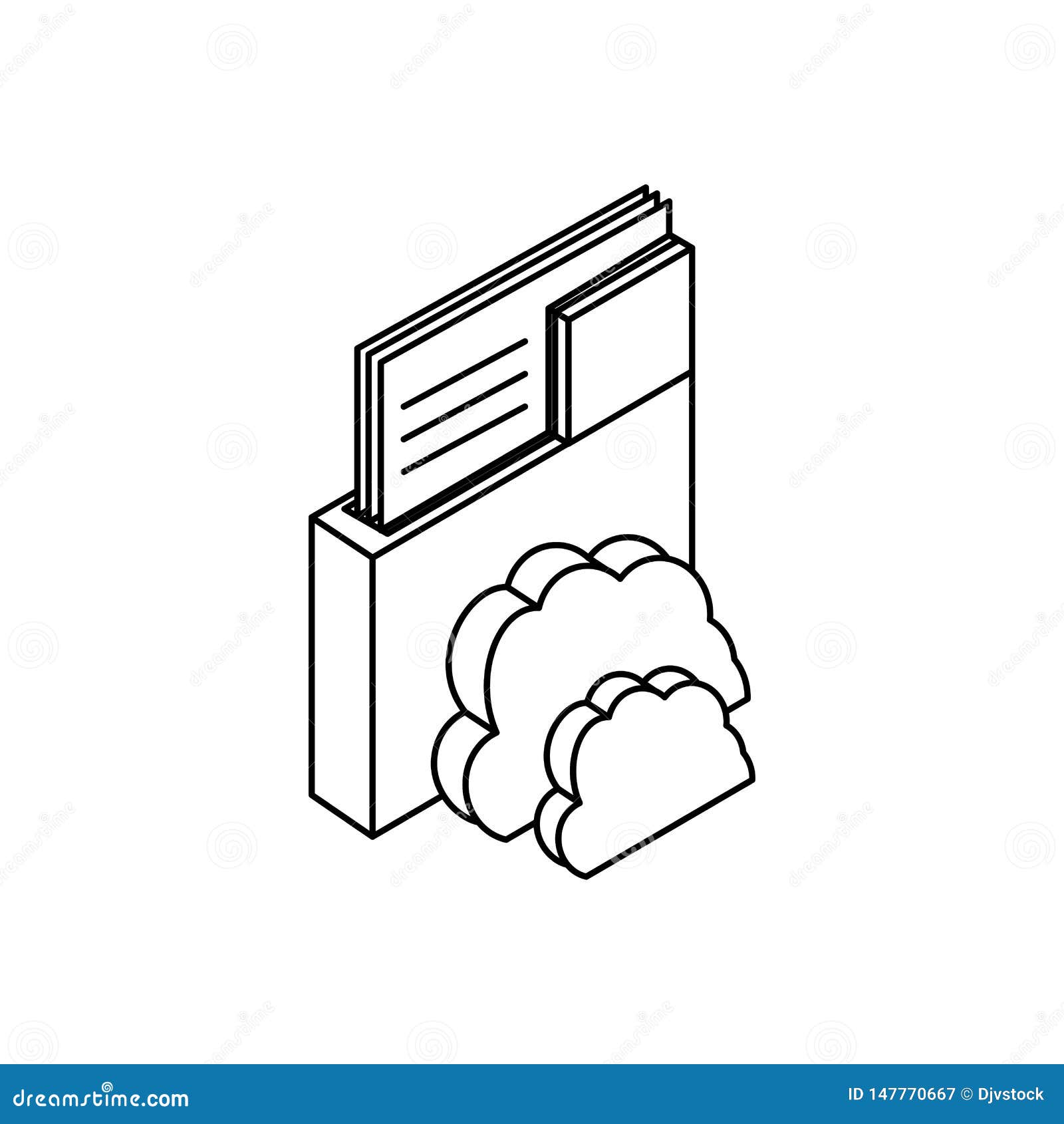 Cloud Computing Server with Folder Stock Illustration - Illustration of ...