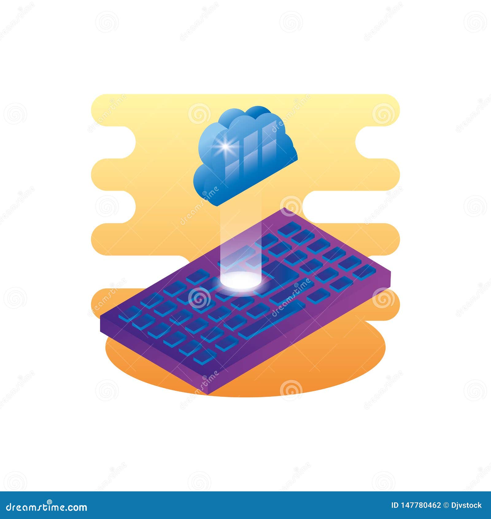 Cloud Computing Server With Keyboard Stock Illustration Illustration