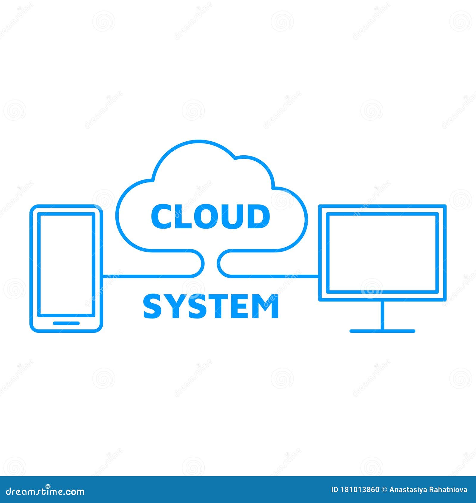 Cloud Computing Service Icon. Linear Art Illustration Stock Vector ...