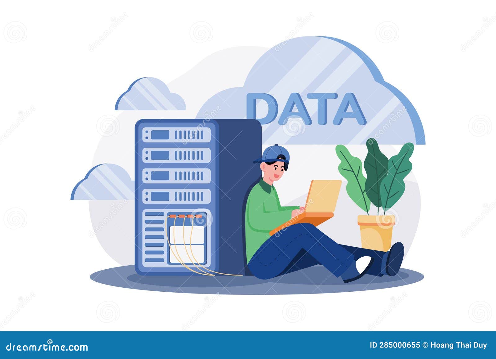 Cloud Computing Service Illustration Concept on White Background Stock ...