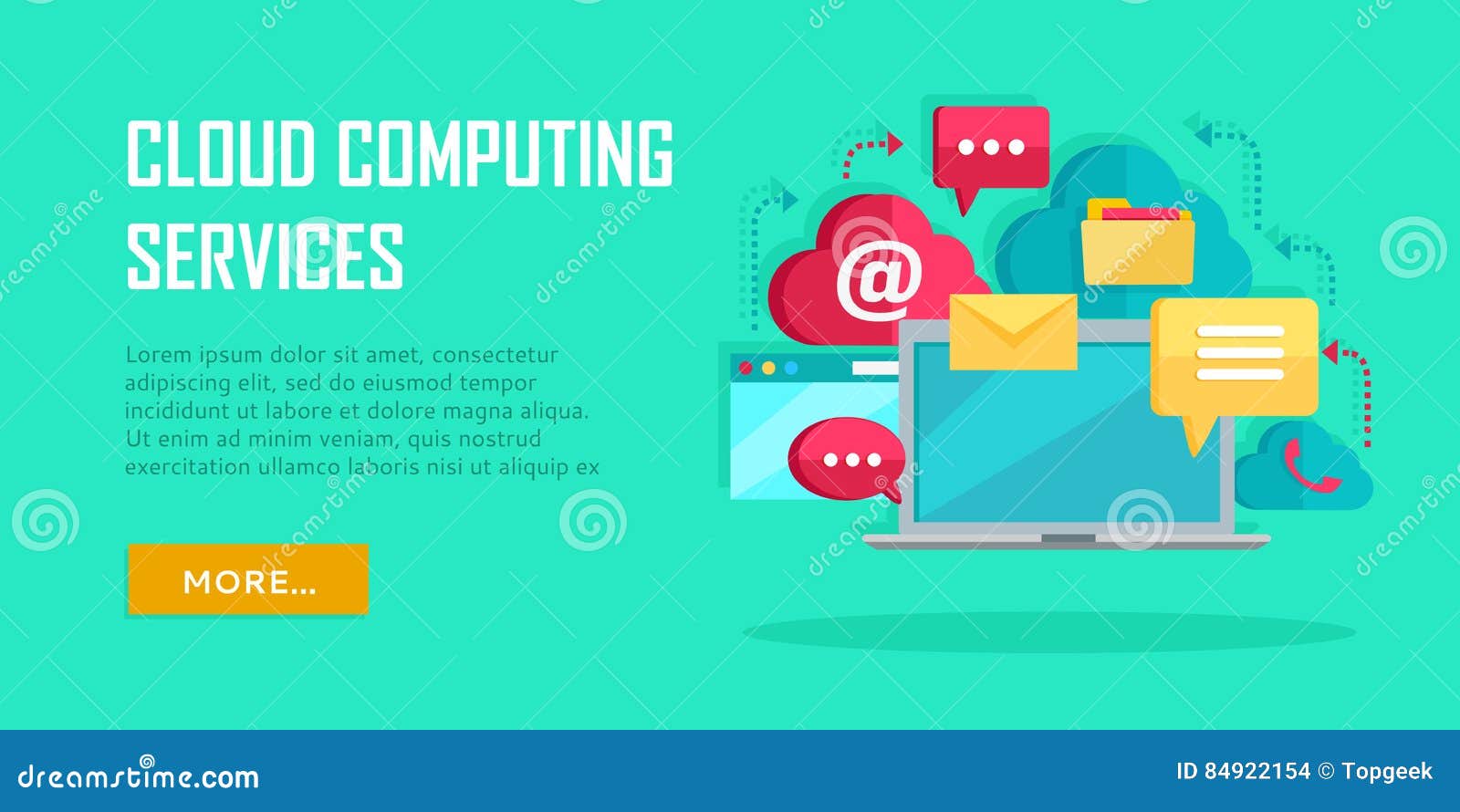 Cloud Computing Services Banner Stock Vector - Illustration of device ...
