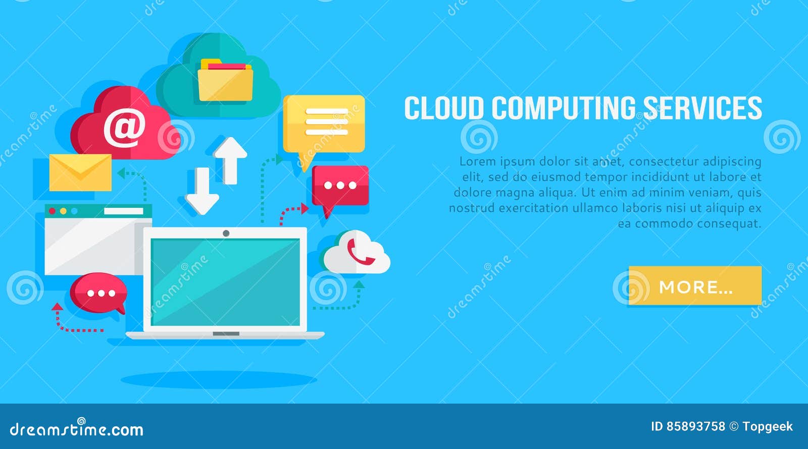 Cloud Computing Services Banner Stock Vector - Illustration of device ...