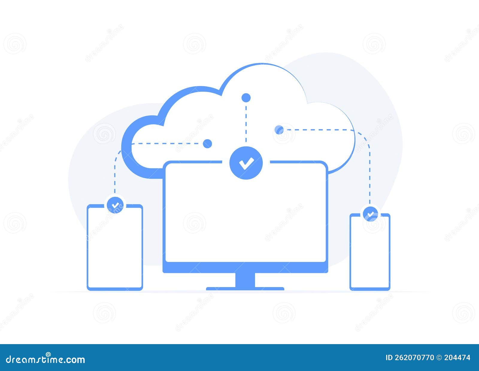 Cloud Computing Services Concept. Online Data Storage Solution - Cloud Server Connected To ...