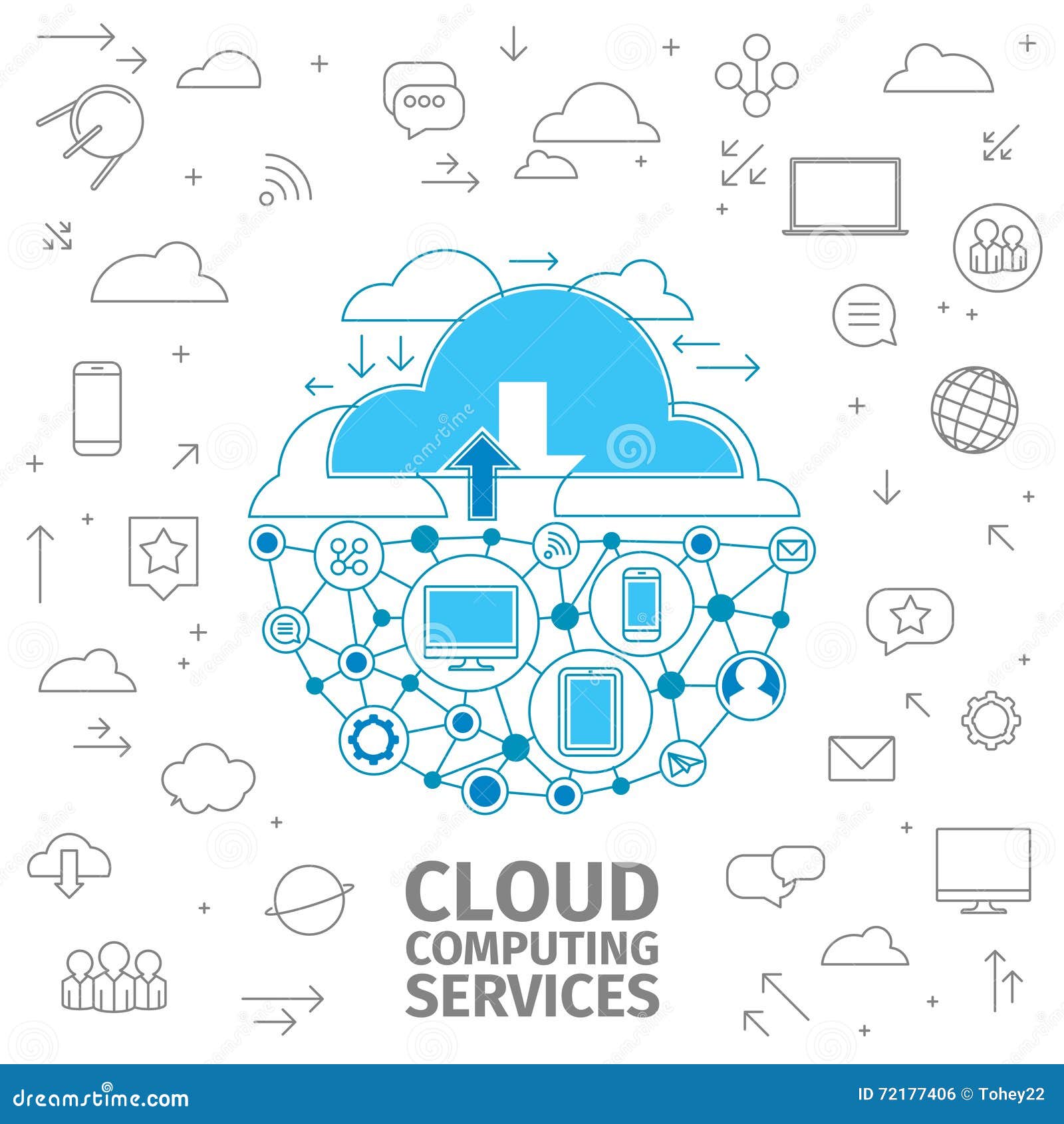 Cloud Computing Services stock vector. Illustration of data - 72177406