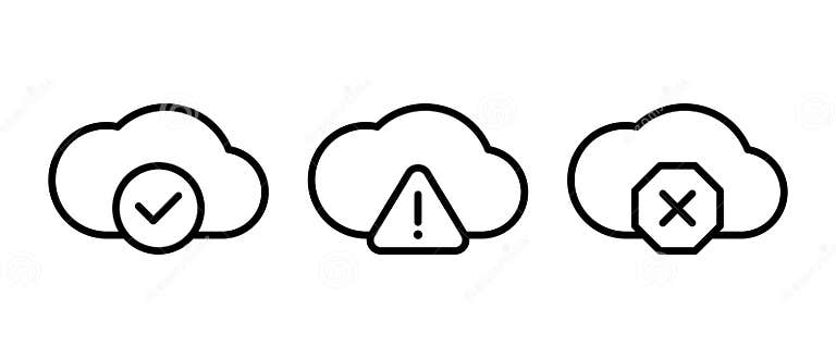 Cloud Computing Services Vector Icon Set. Server, Cyber Security ...