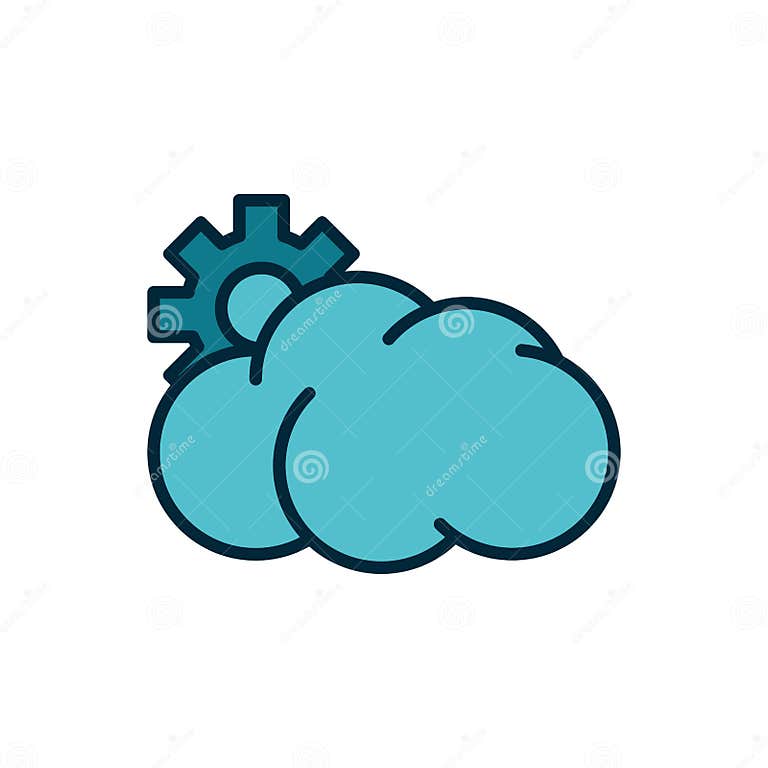 Cloud Computing Setting Internet of Things Line and Fill Icon Stock Vector - Illustration of ...