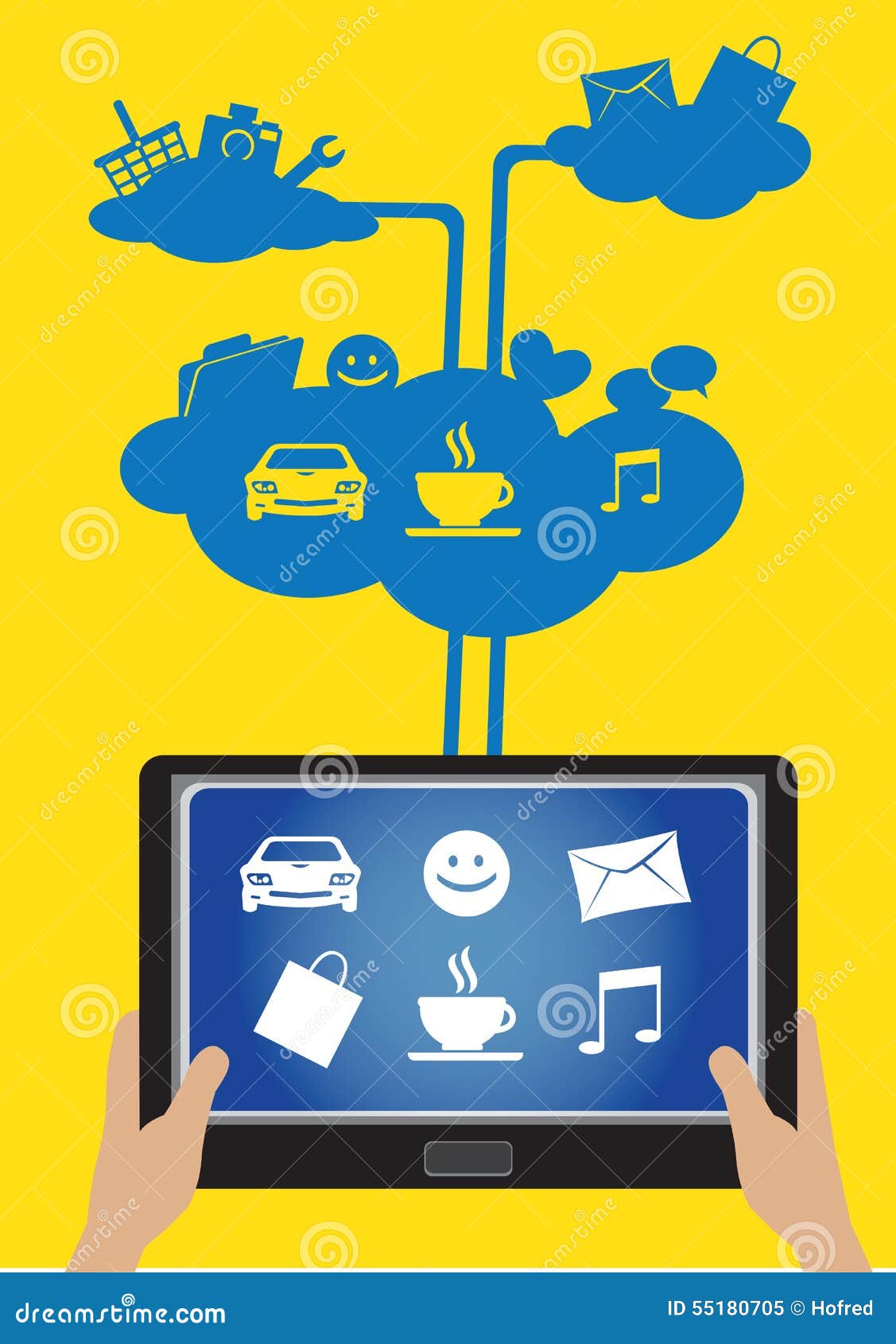 Cloud Computing and Sharing Technology Stock Vector - Illustration of ...