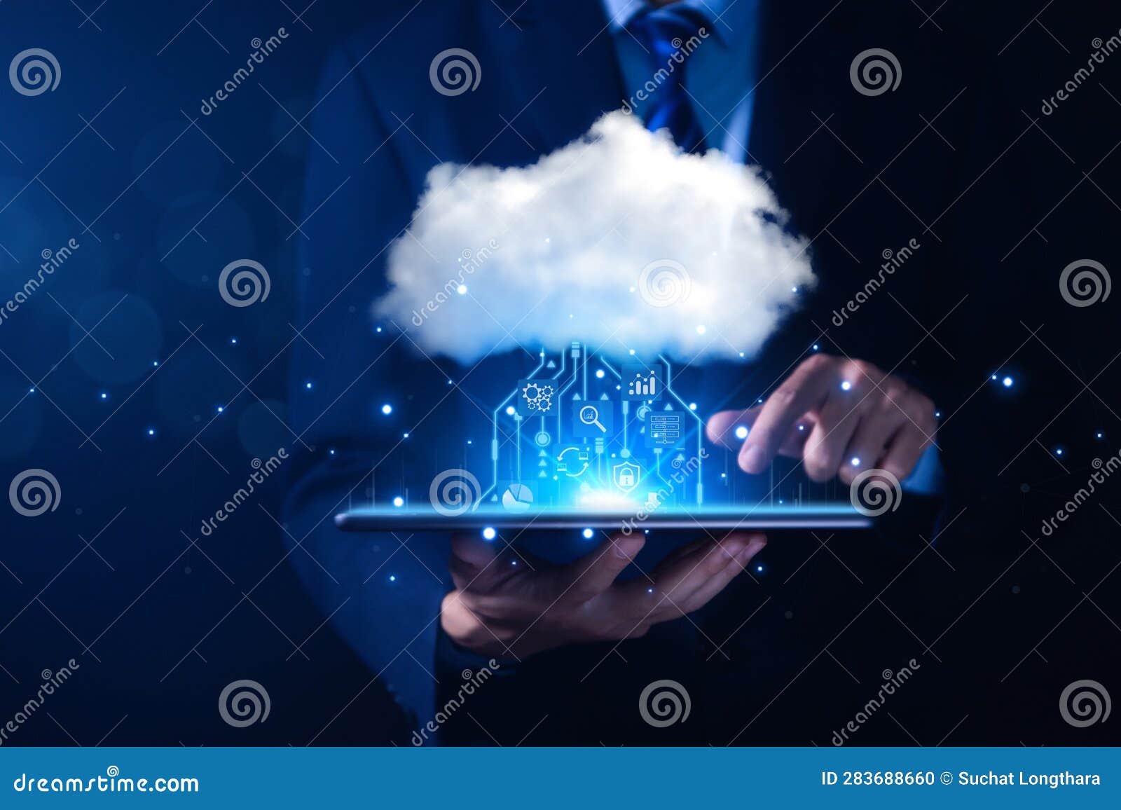 Cloud Computing Show Diagram Representation Technology Icons the Concept of Connecting Digital ...