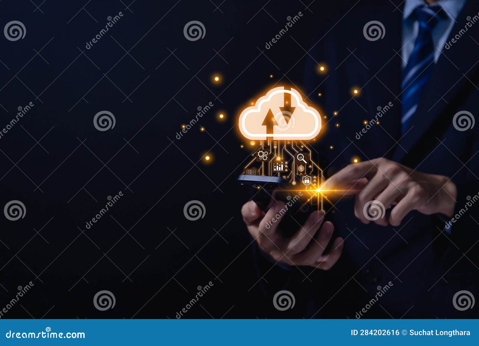 Cloud Computing Show Diagram Representation Technology Icons the Concept of Connecting Digital ...