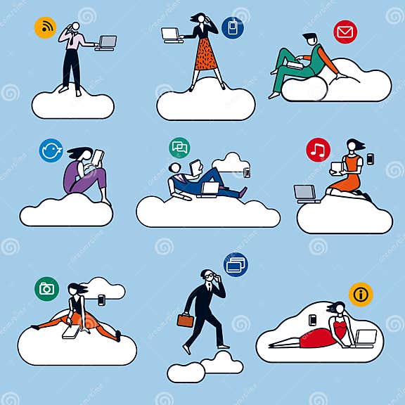 Cloud Computing Silhouettes Color Stock Vector - Illustration of ...