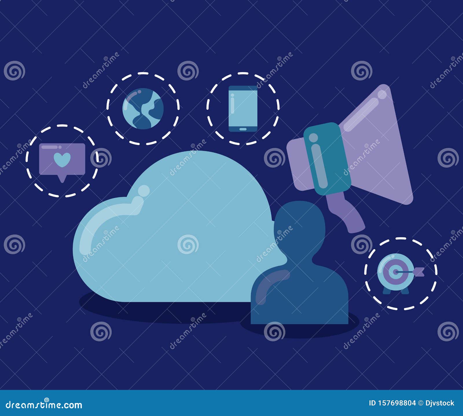 Cloud Computing with Social Media Icons Stock Illustration ...
