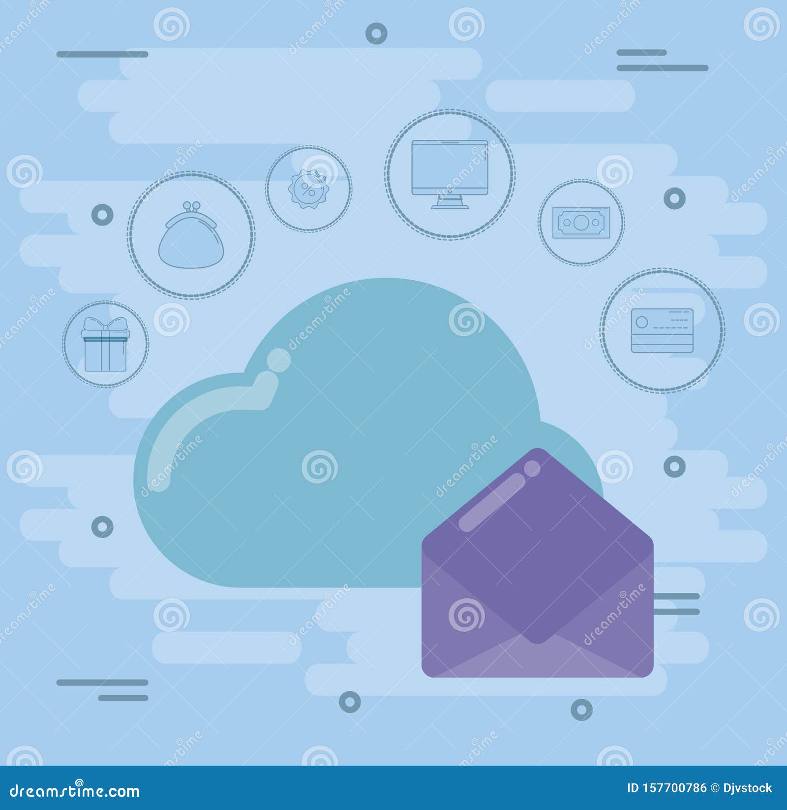 Cloud Computing with Social Media Icons Stock Illustration ...