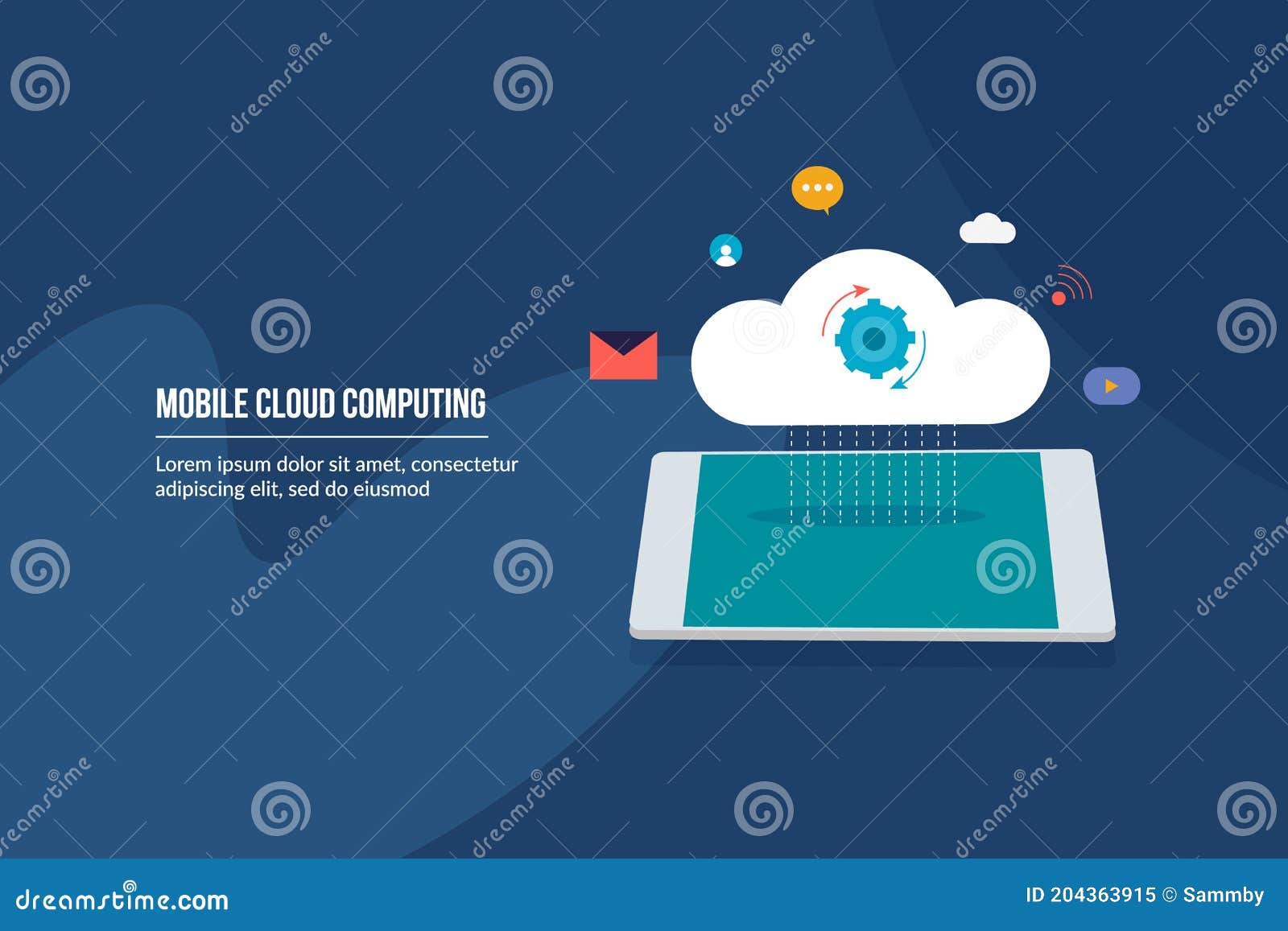 Cloud Computing Software Application Working on Isometric Mobile Device, Data Storage and Online ...
