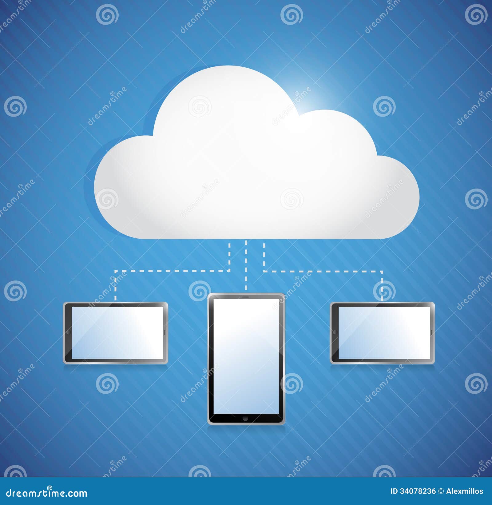 Cloud Computing Storage Connected To Tablets. Stock Illustration ...